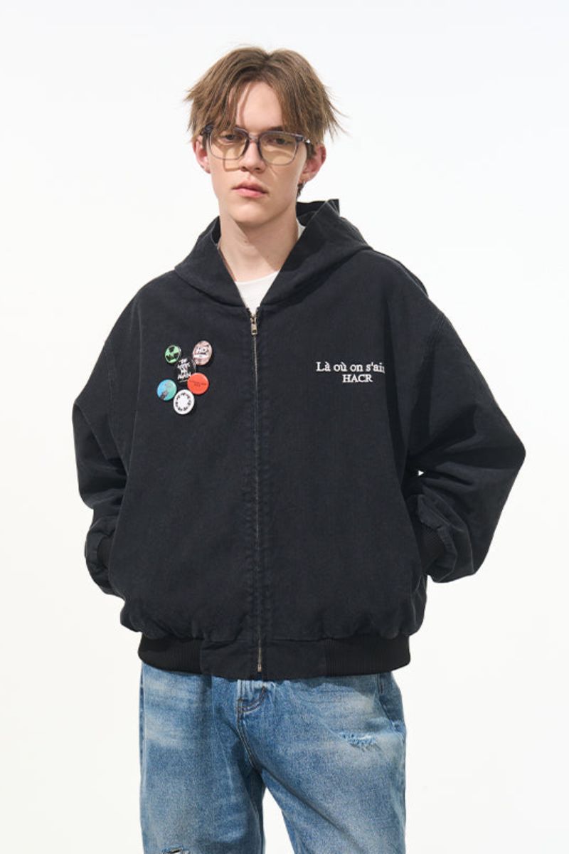 Retro Pins Washed Hooded Jacket – Copping Zone