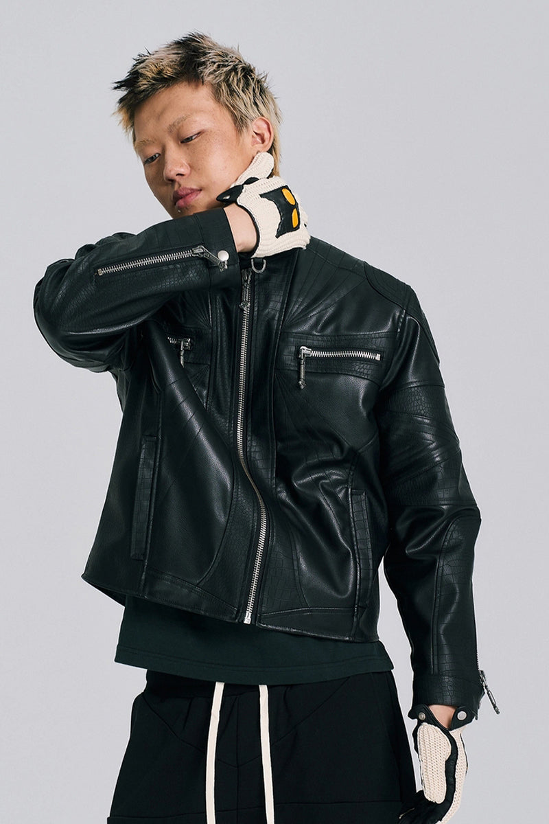 Embroidered Moto Leather Jacket – Copping Zone