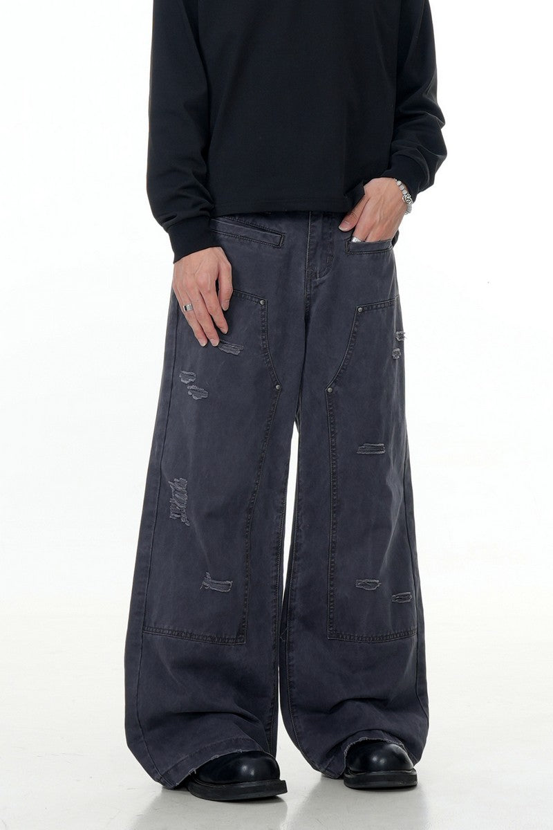 Irregular Distressed Double Knee Trousers – Copping Zone