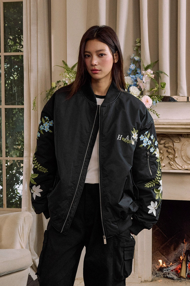 Floral Embroidered Bomber Jacket – Copping Zone