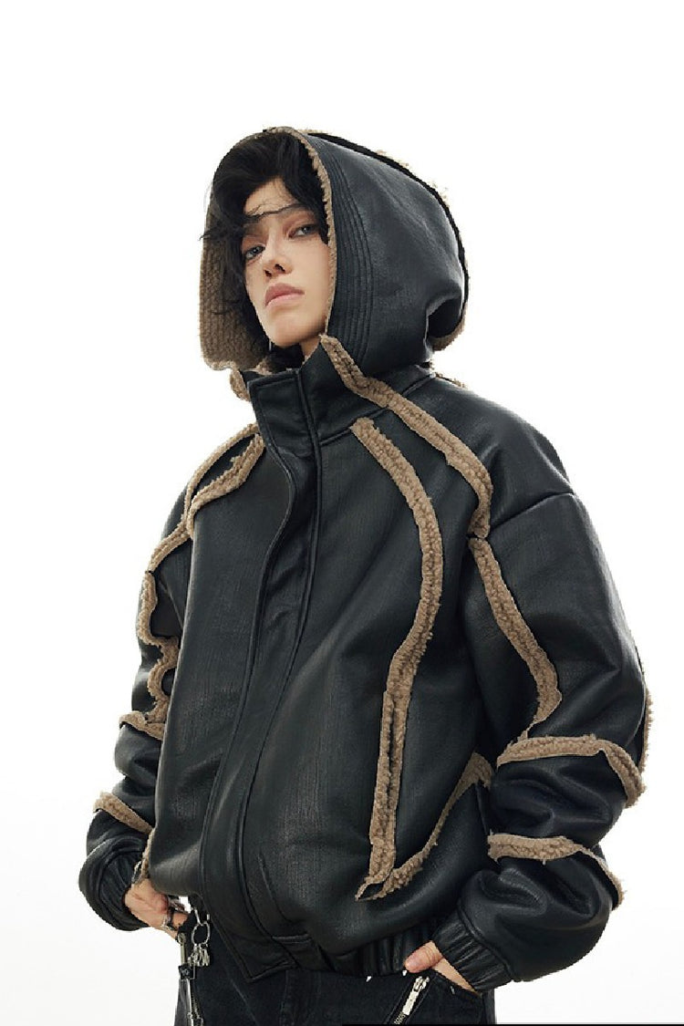 Stitched Fleece Leather Jacket – Copping Zone