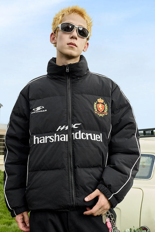 Football Club Embroidered Down Coat - Harsh and Cruel – Copping Zone