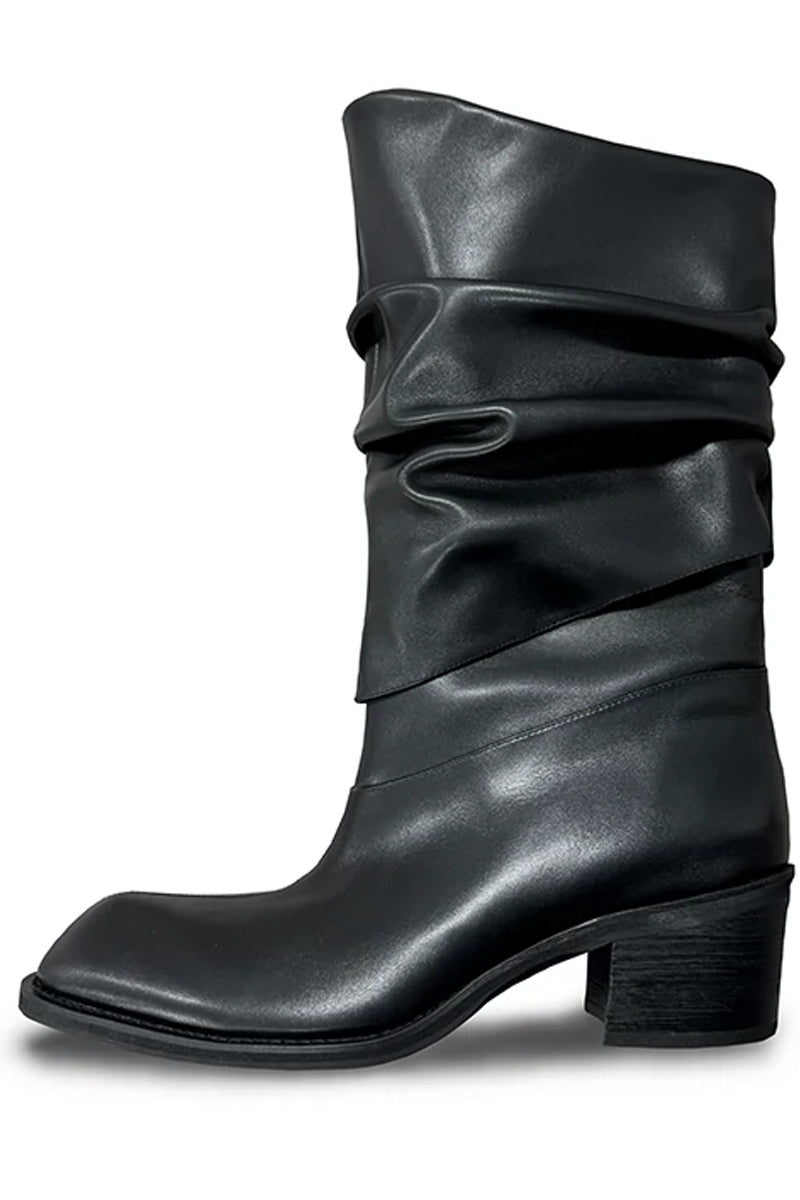 Wrinkled Leather Knight Boots – Copping Zone
