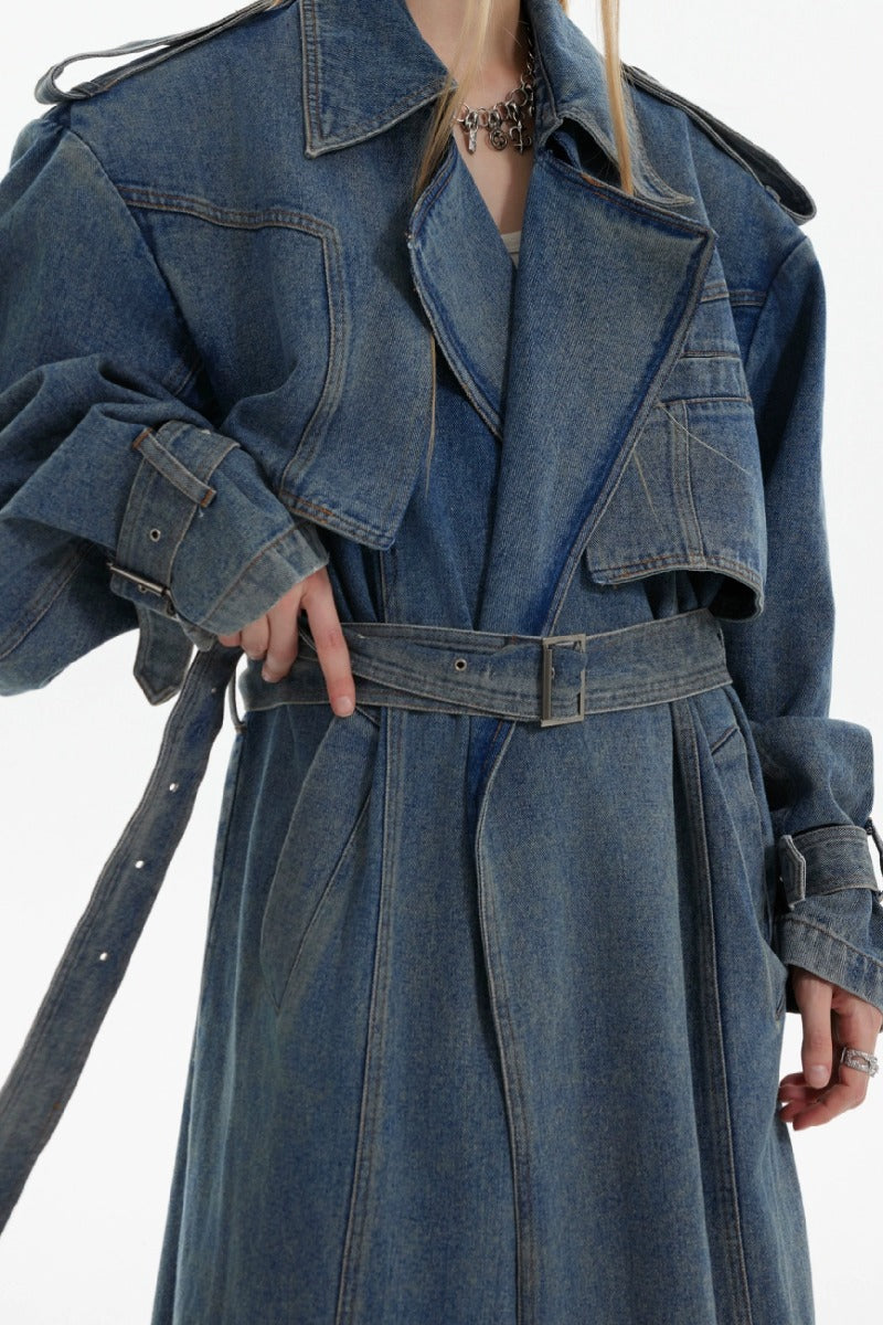 Washed Double-Breasted Denim Coat – Copping Zone