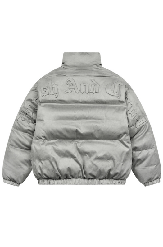 Embossed Gothic Logo Down Jacket - Harsh and Cruel – Copping Zone